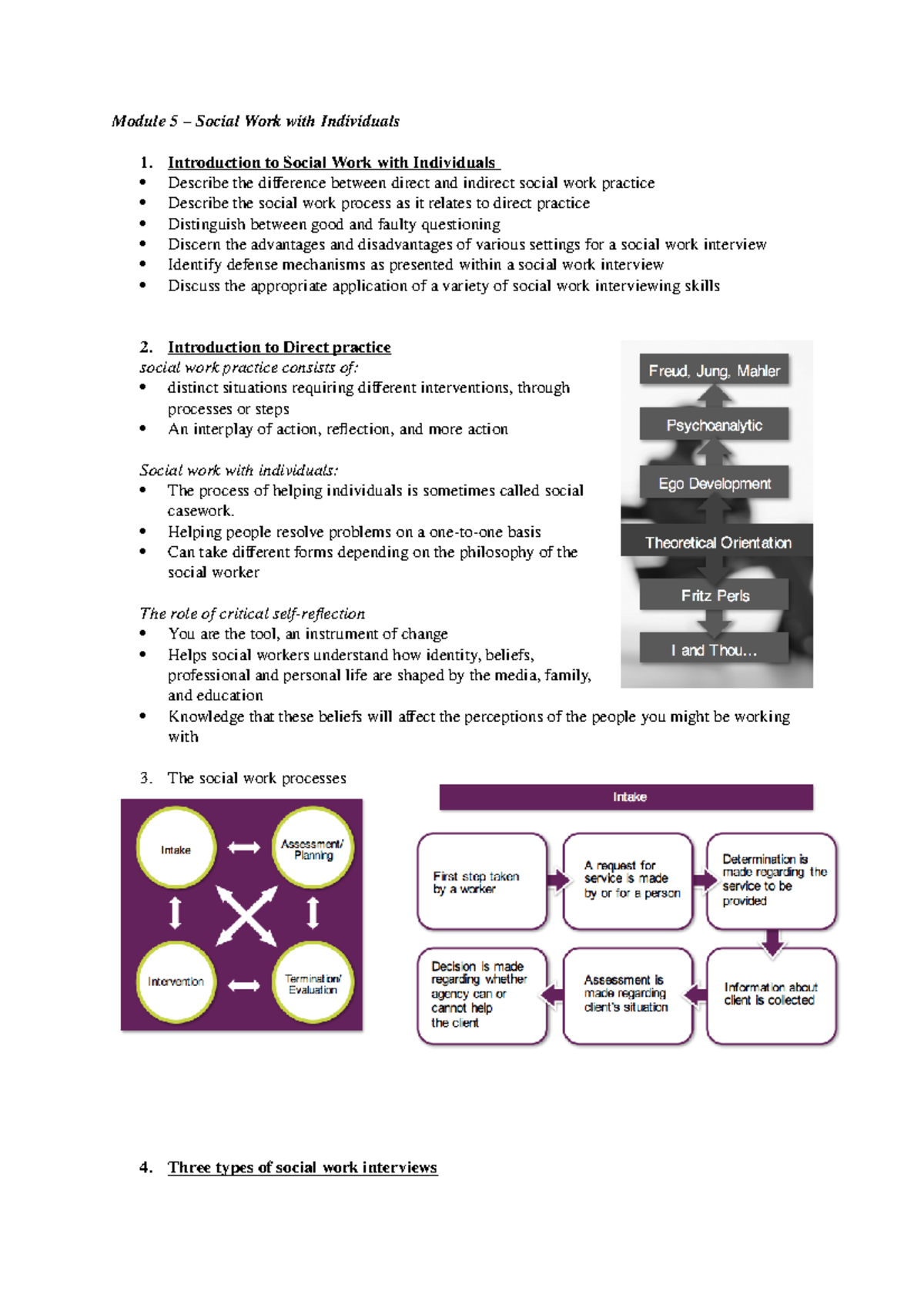SWK120 final notes - Module 5 Social Work with Individuals 1 ...