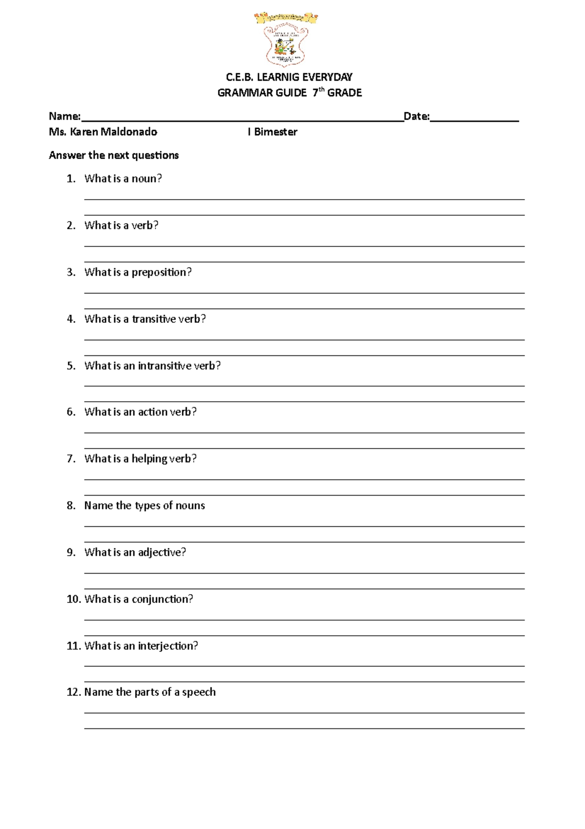 Grammar Guide 7th - Apuntes - C.E. LEARNIG EVERYDAY GRAMMAR GUIDE 7th ...