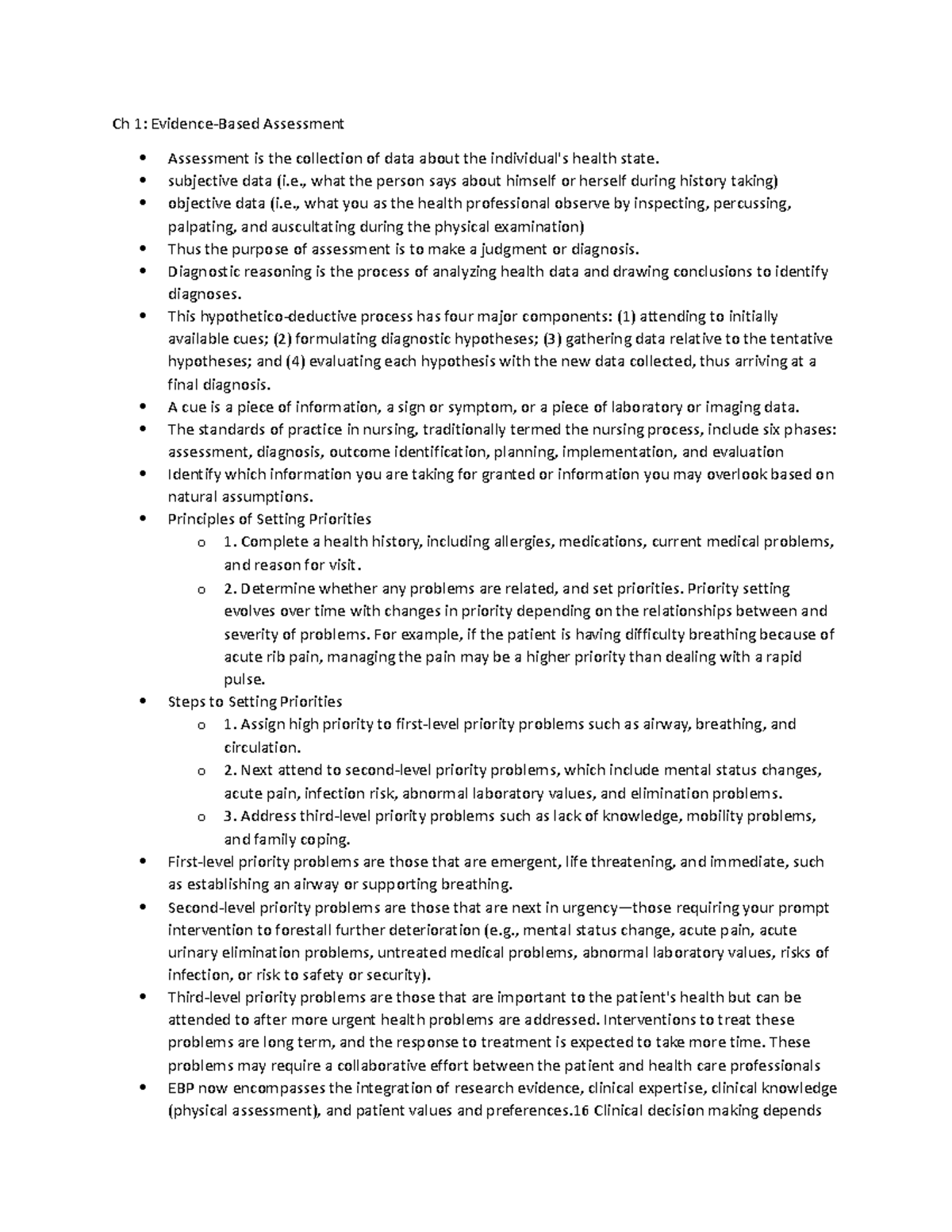 Physical Assessment Text - Ch 1: Evidence-Based Assessment Assessment ...