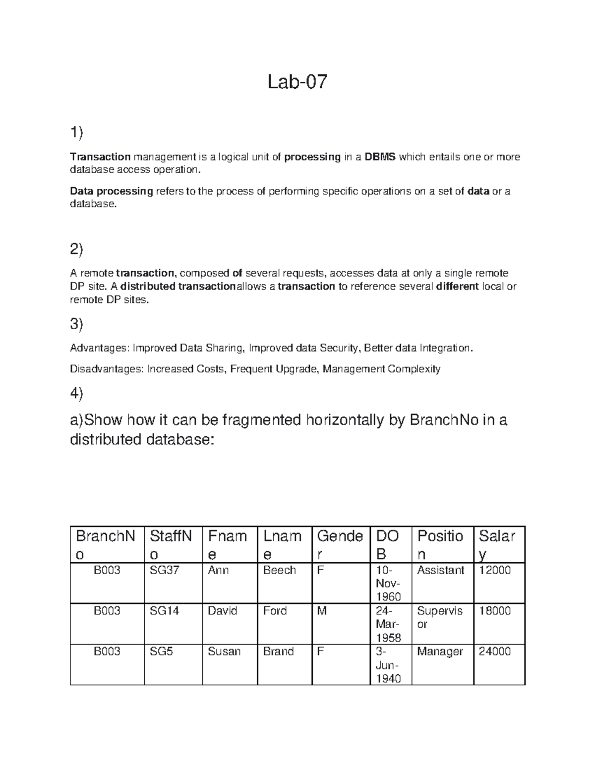 Lab-7-1191302225 - MMU - Lab- 07 BranchN o StaffN o Fnam e Lnam e Gende ...
