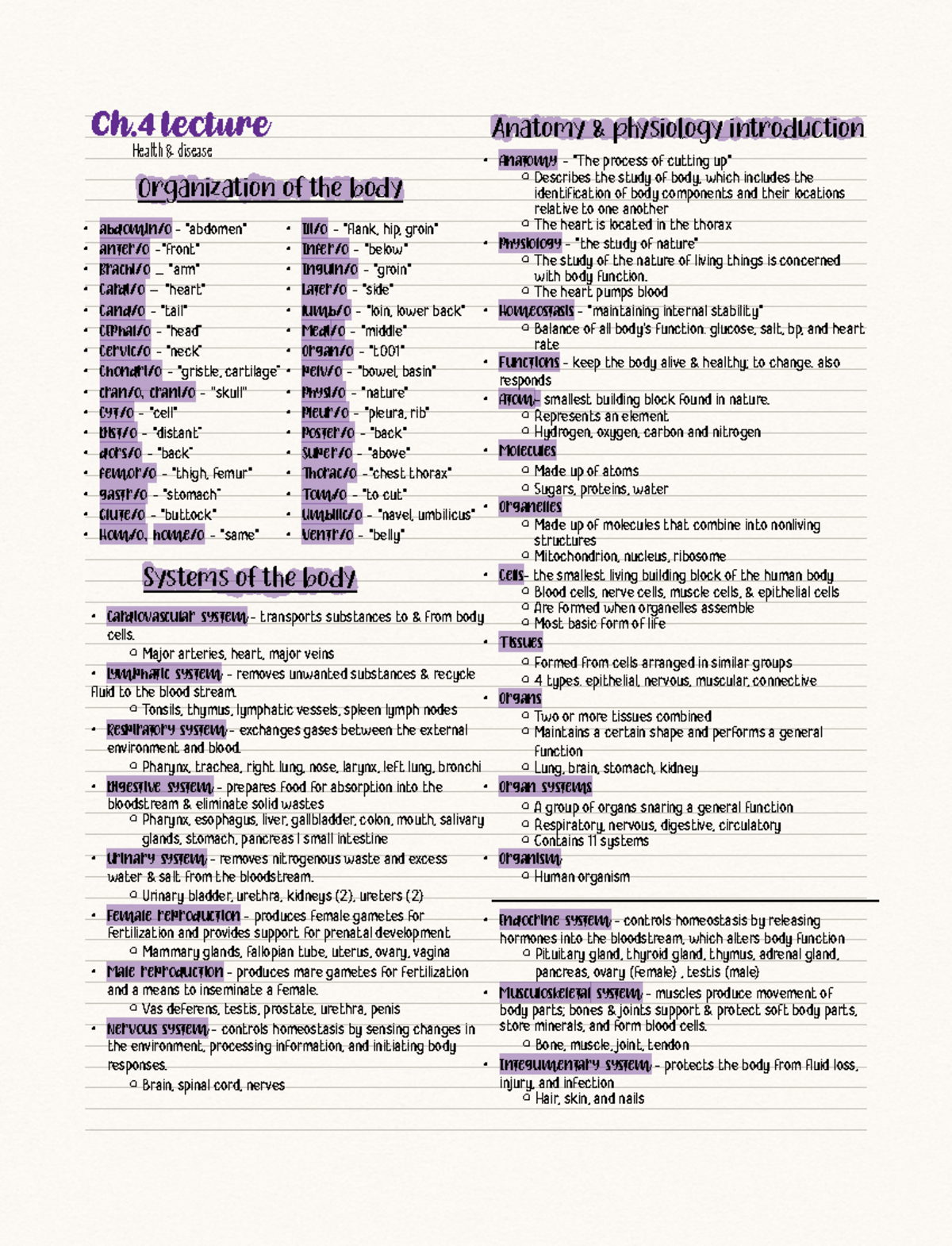 Ch 4 Lecture - Ch lecture Health & disease Anatomy & physiology ...