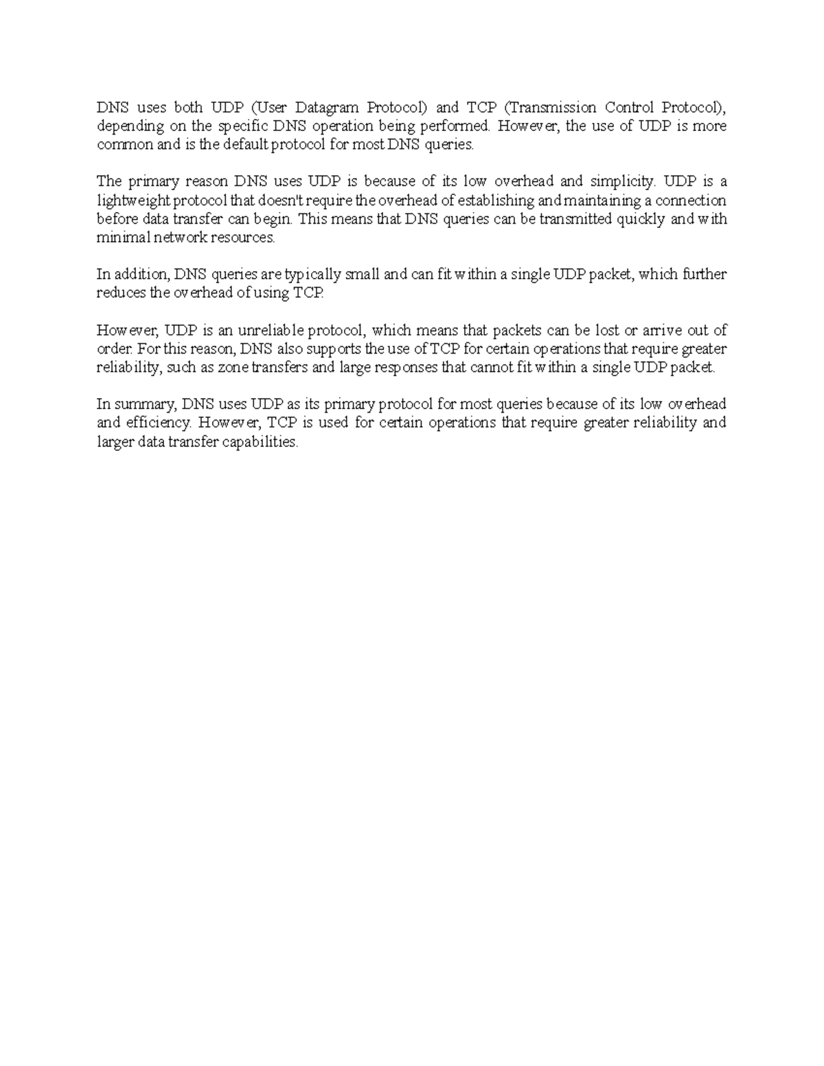 Dns Use Udp And Not Tcp Ganga Dns Uses Both Udp User Datagram Protocol And Tcp