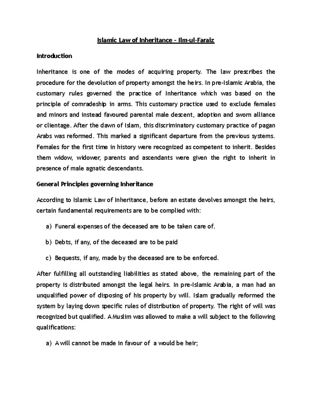 Islamic Law of Inheritance. Very helpful - Islamic Law of Inheritance ...