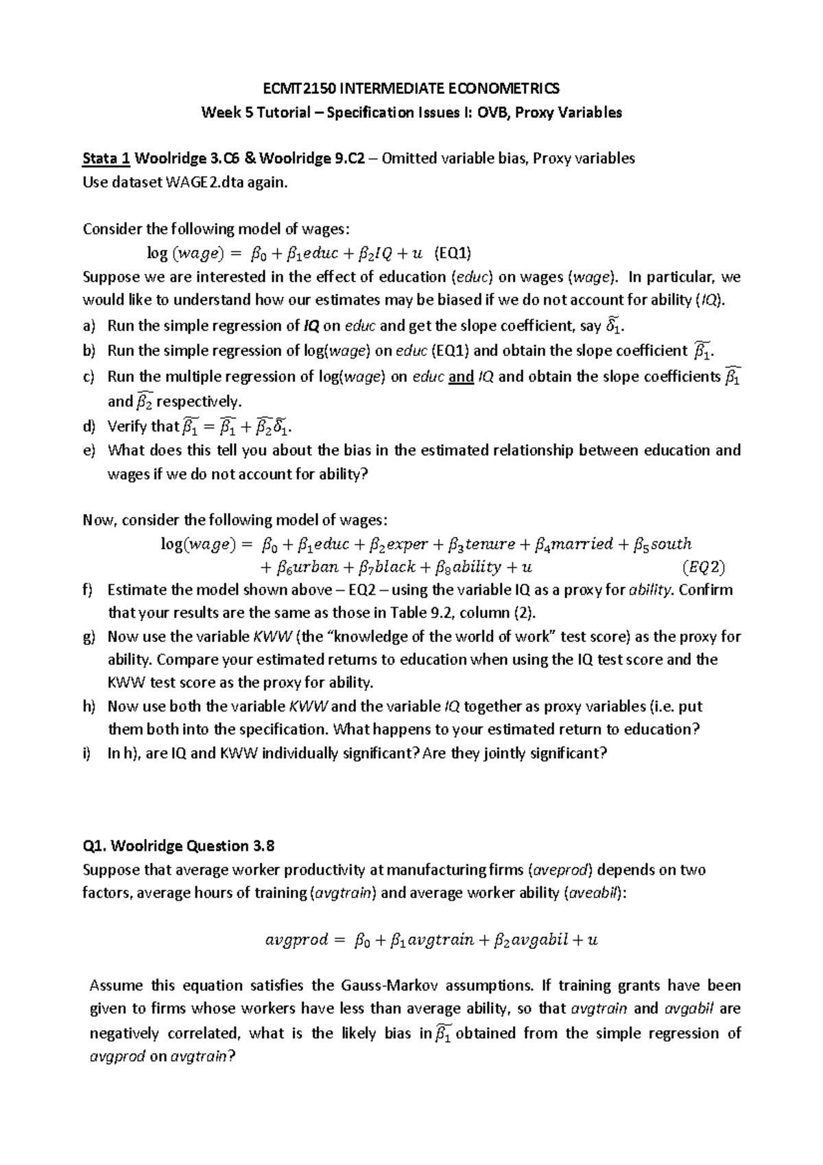 Week 5 Tutorial Practice Ecmt2150 Usyd Studocu