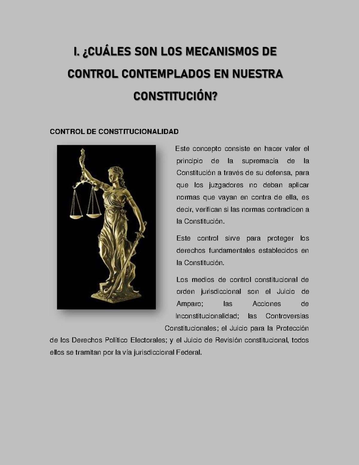 Control DE Constitucionalidad - CONTROL DE CONSTITUCIONALIDAD Este ...