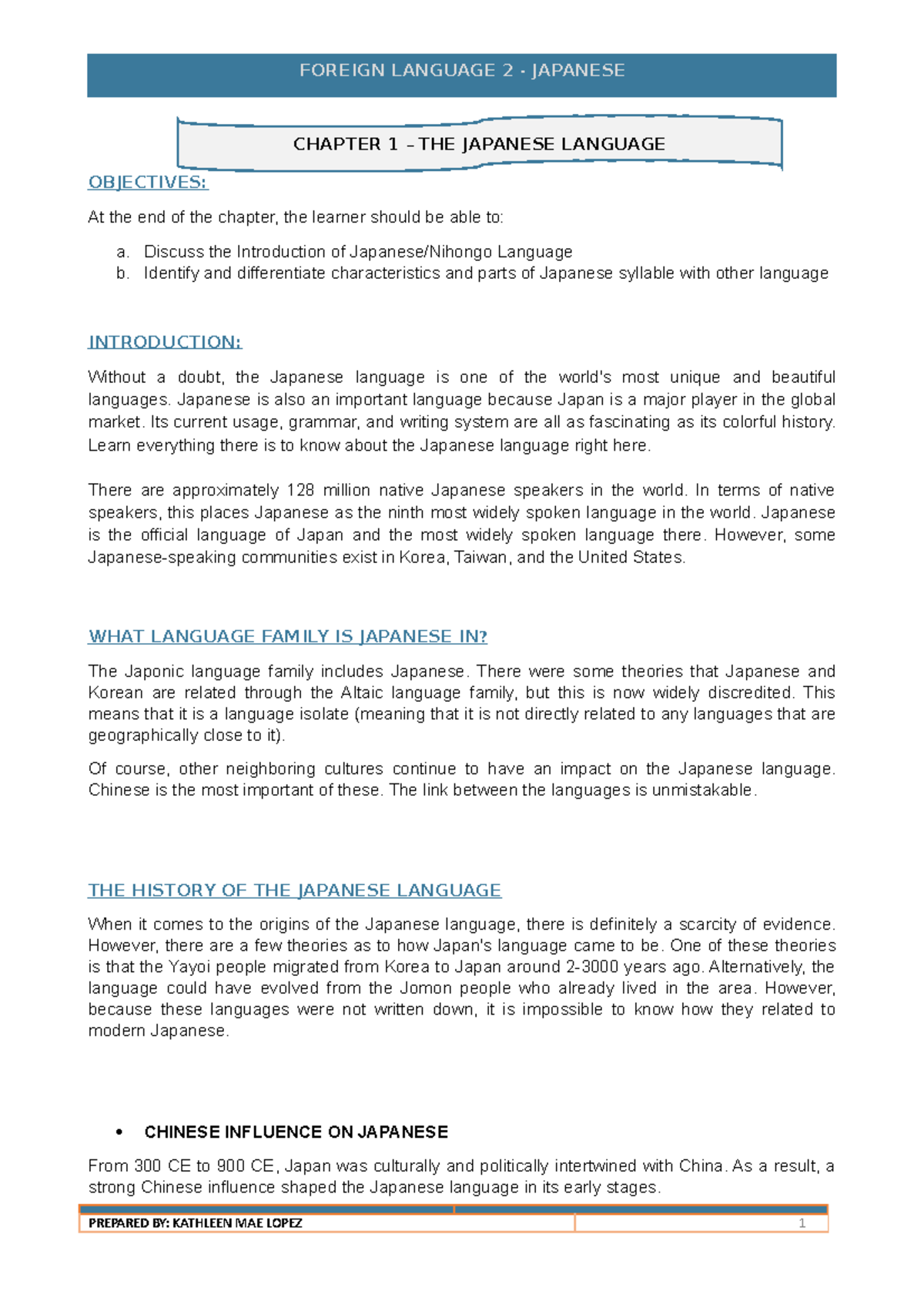 Module 1 - OBJECTIVES: At the end of the chapter, the learner should be ...
