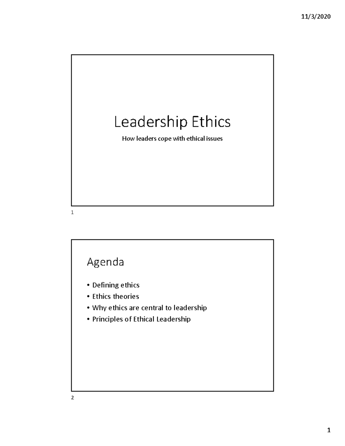 Leadership Lecture 8 Slides - Leadership Ethics How leaders cope with ...