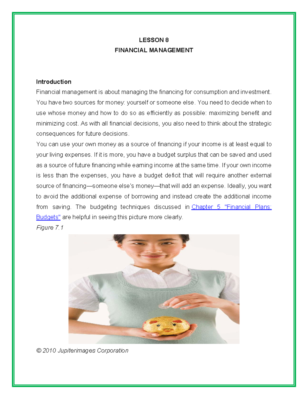 Lesson 8 Financial Management - LESSON 8 FINANCIAL MANAGEMENT ...