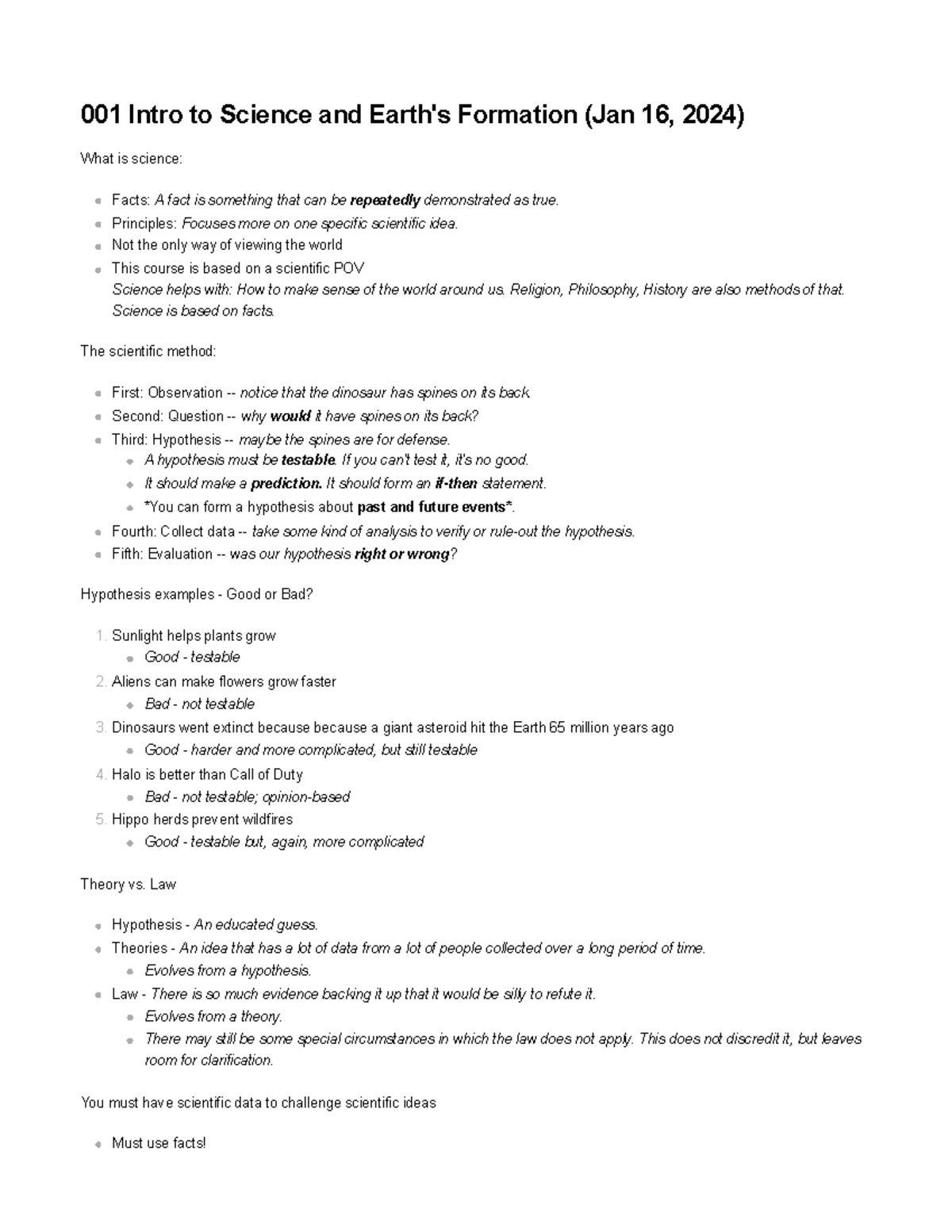 Intro to Science and Earth's Formation (Lecture 1) - 001 Intro to ...