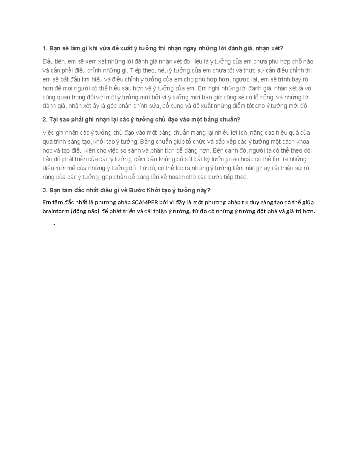 Reflection 4 Design Thinking - 1. Bạn sẽ làm gì khi vừa đề xuất ý tưởng ...