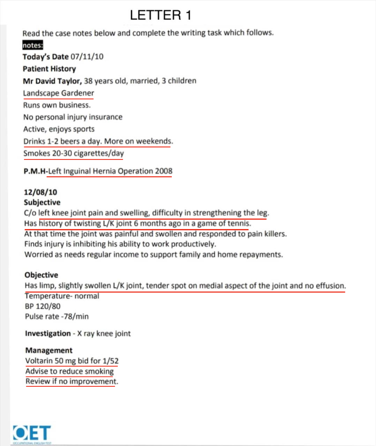 OET 10 Letters - Prawo Medyczne - Studocu