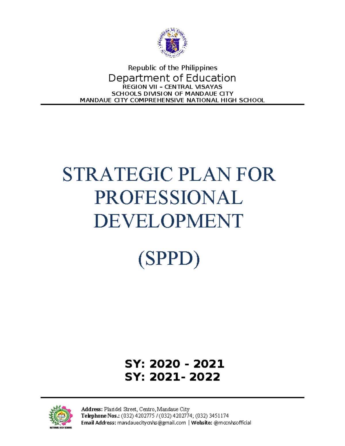 Mccnhs LD SPPD 1 - IPPD - Republic of the Philippines Department of ...