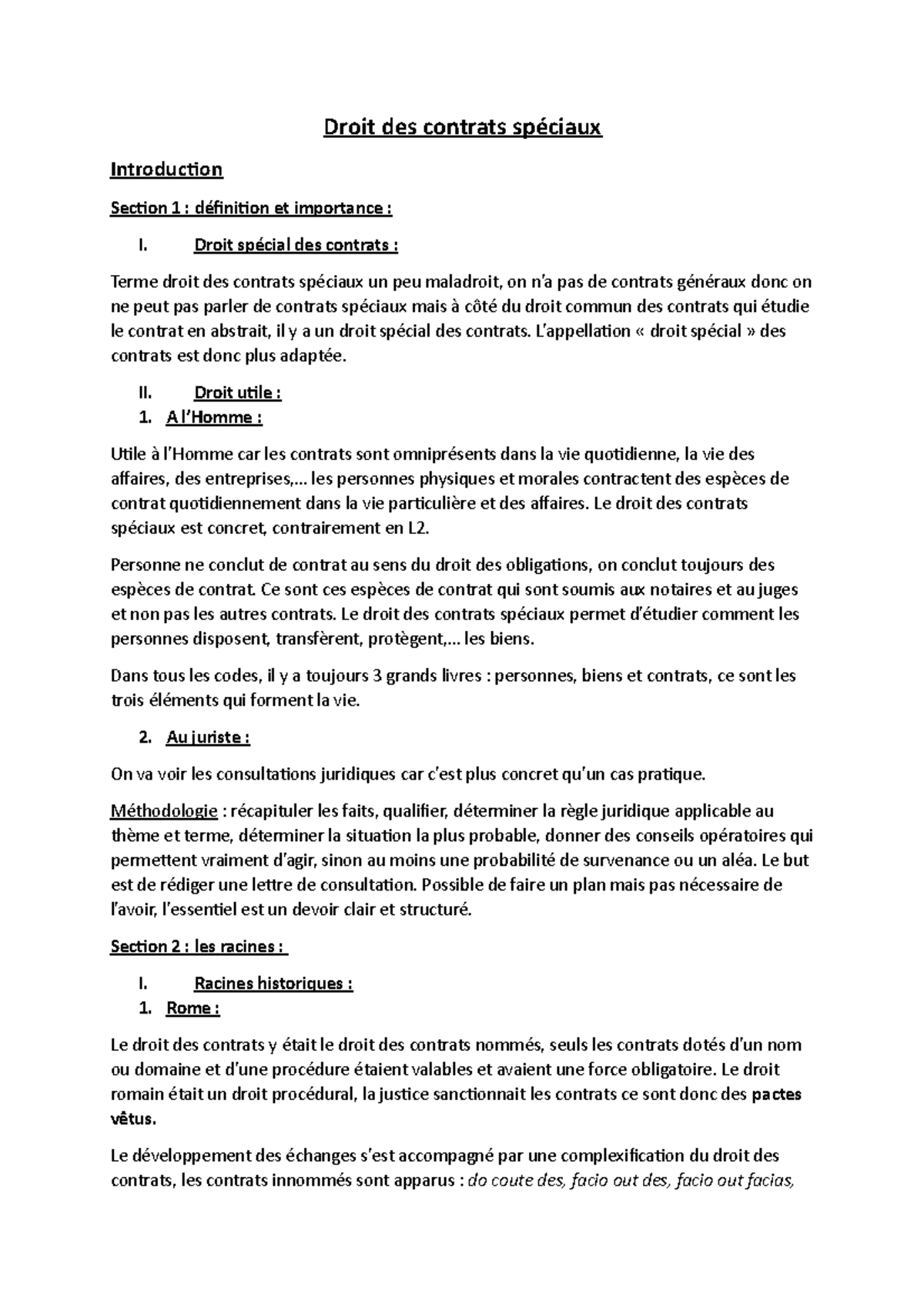CM-contrats-spéciaux - Droit des contrats spéciaux Introduction Section ...