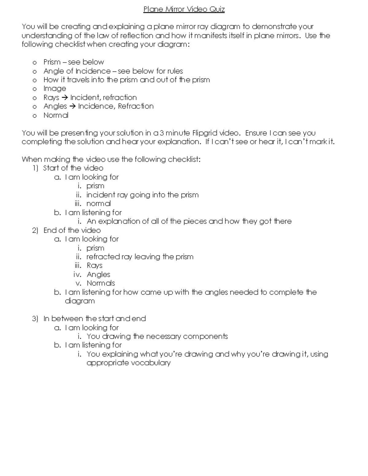 Refraction Quiz - Jus a lab fr - Plane Mirror Video Quiz You will be ...