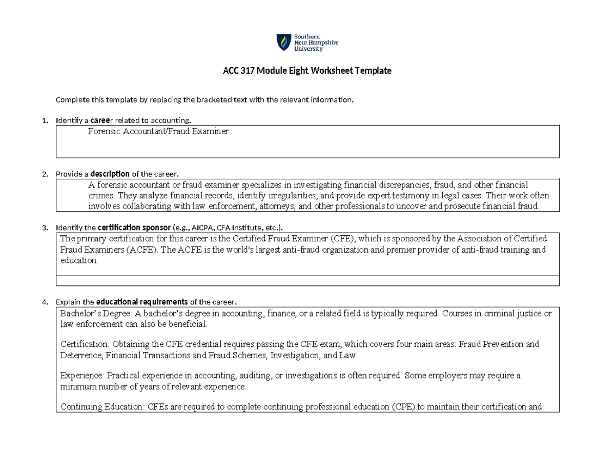 ACC 317 Module Eight Worksheet Completed 06-23-2024 - ACC 317 Module ...