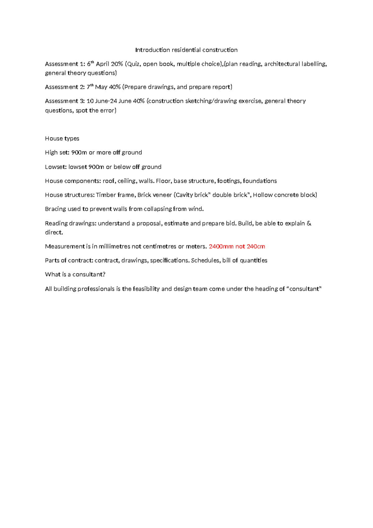 Introduction residential construction week 1 - Introduction residential ...