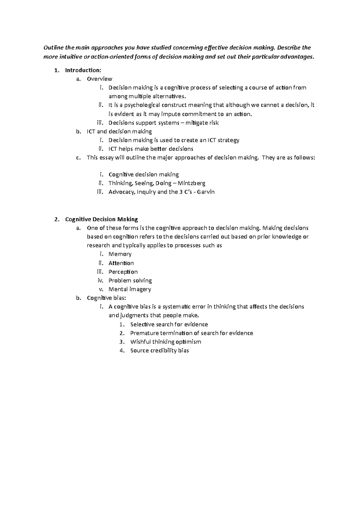 Exam December 2016, answers - Outline the main approaches you have ...