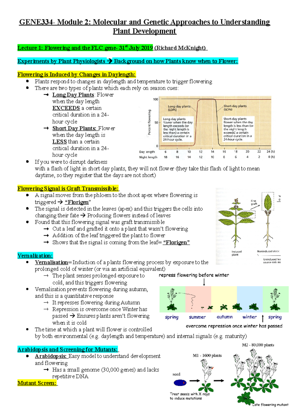 GENE314 Module 2 - Lecture notes 9-14 - GENE334- Module 2: Molecular ...