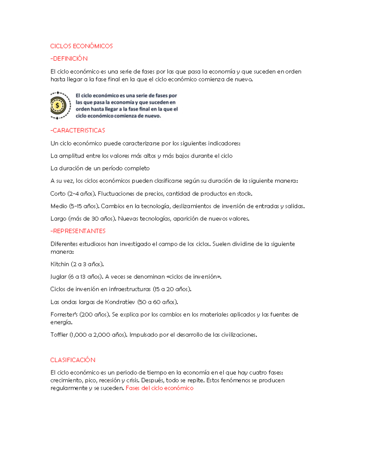 Ciclos Económicos - EXCELENTE - CICLOS ECONÓMICOS - DEFINICIÓN El ciclo económico es una serie ...