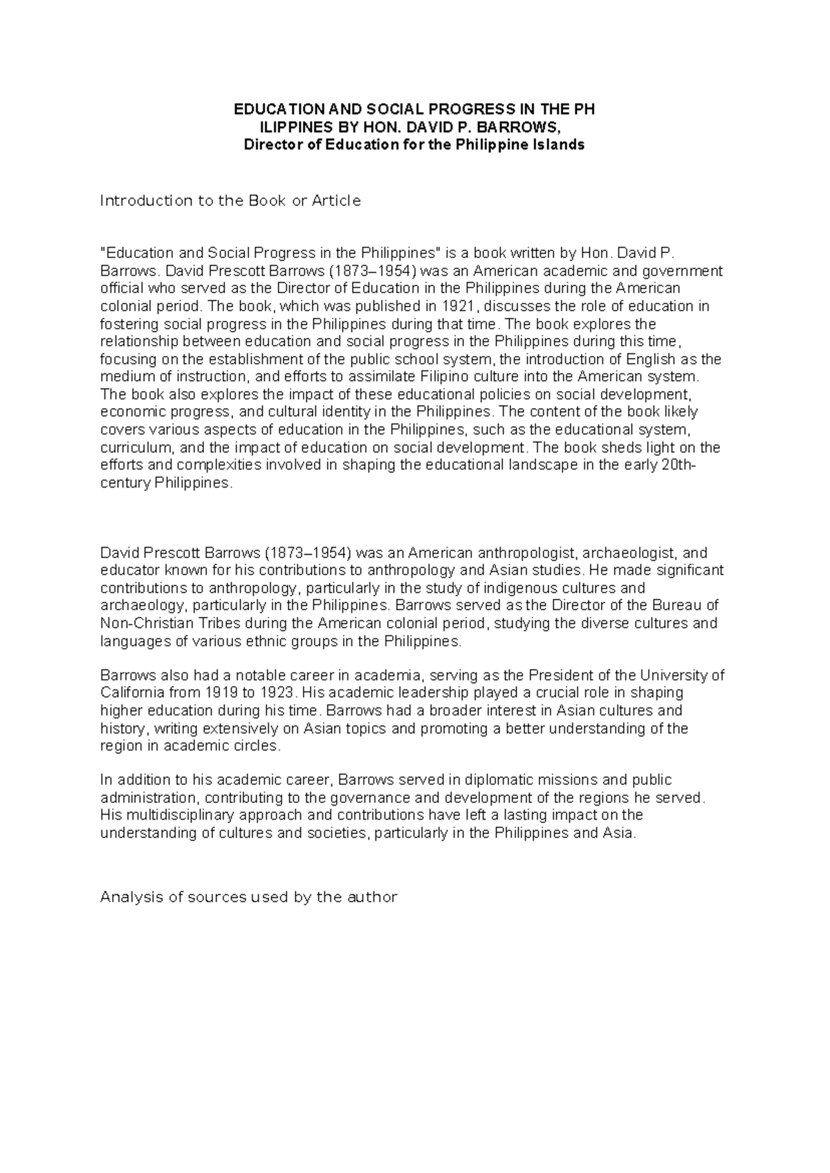Education AND Social Progress IN THE PH - EDUCATION AND SOCIAL PROGRESS ...