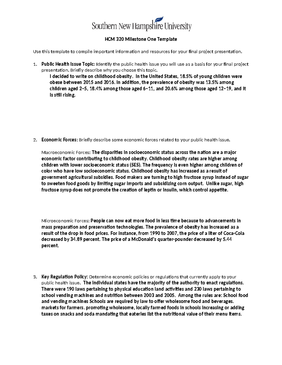 HCM 320 Milestone One Template finished - HCM 320 Milestone One ...