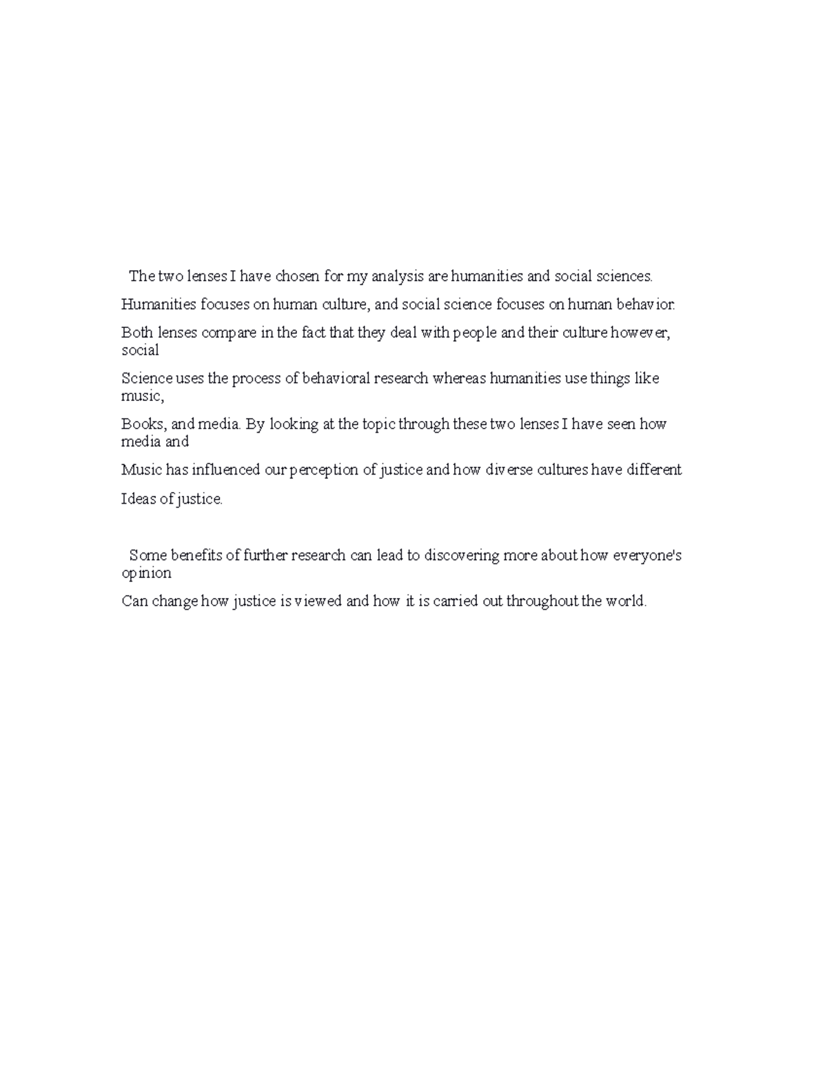 Module Six Short Answer - The two lenses I have chosen for my analysis ...