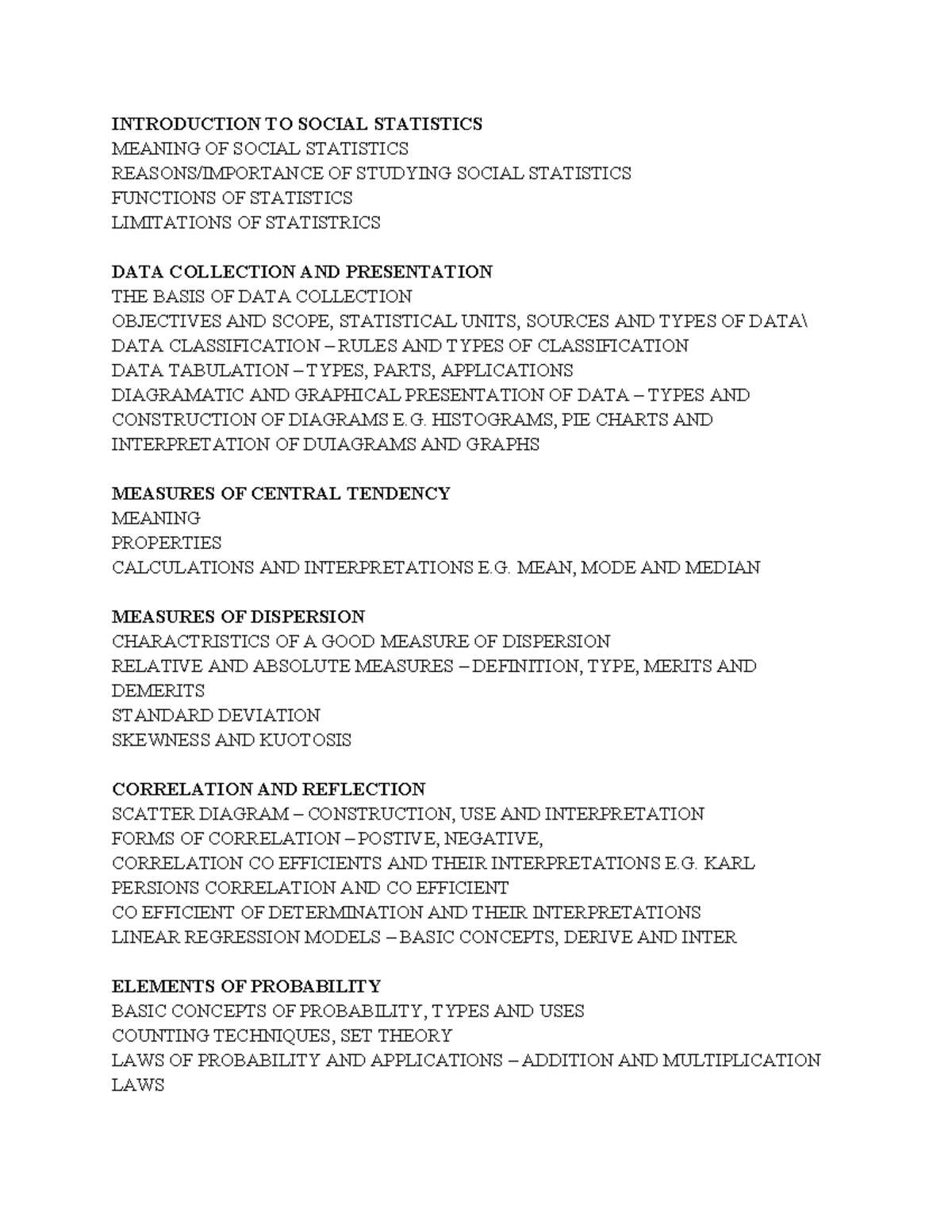 Statistics - INTRODUCTION TO SOCIAL STATISTICS MEANING OF SOCIAL ...