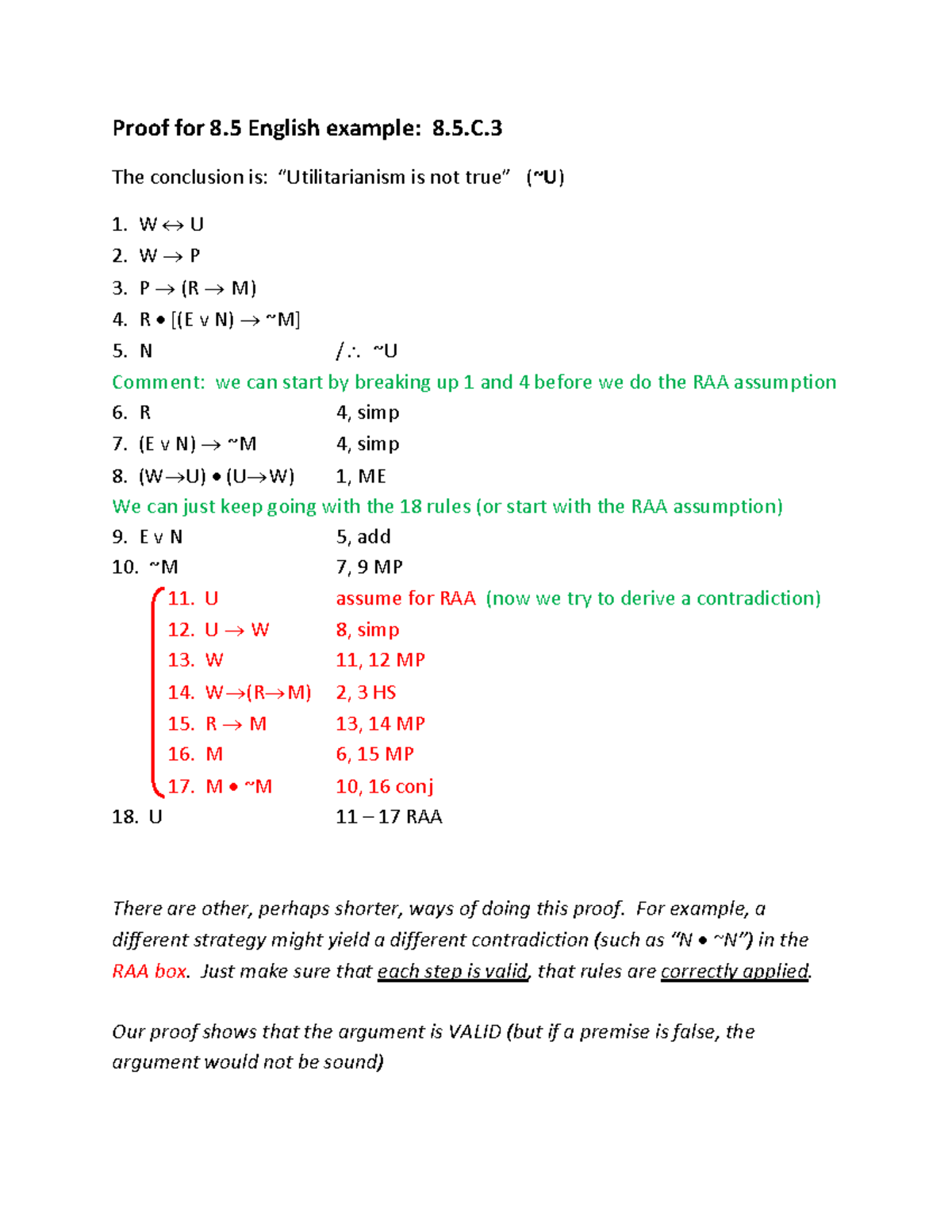 PHIL 200 8.5b proof for English example - Proof for 8 English example ...