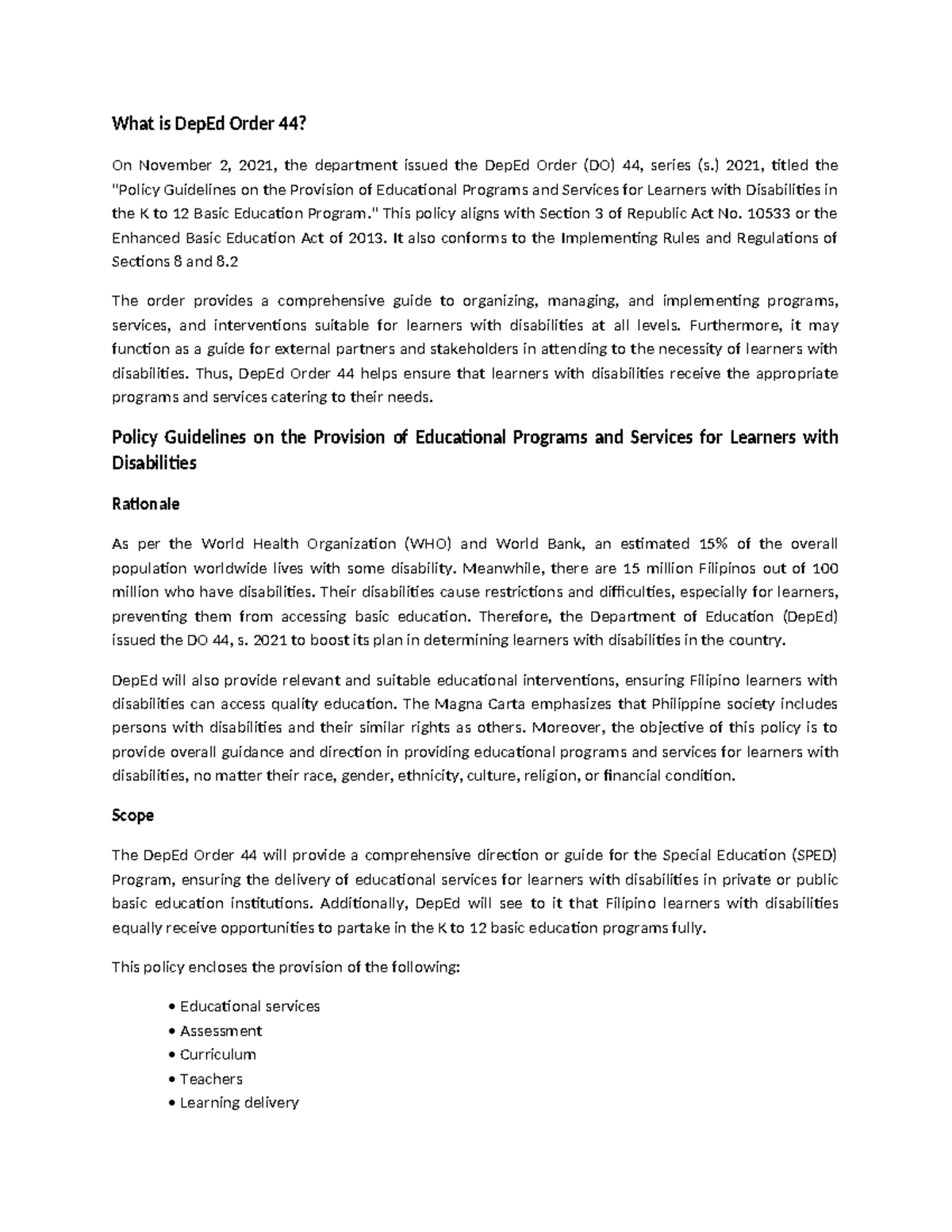What is Dep Ed Order 44 - What is DepEd Order 44? On November 2, 2021 ...