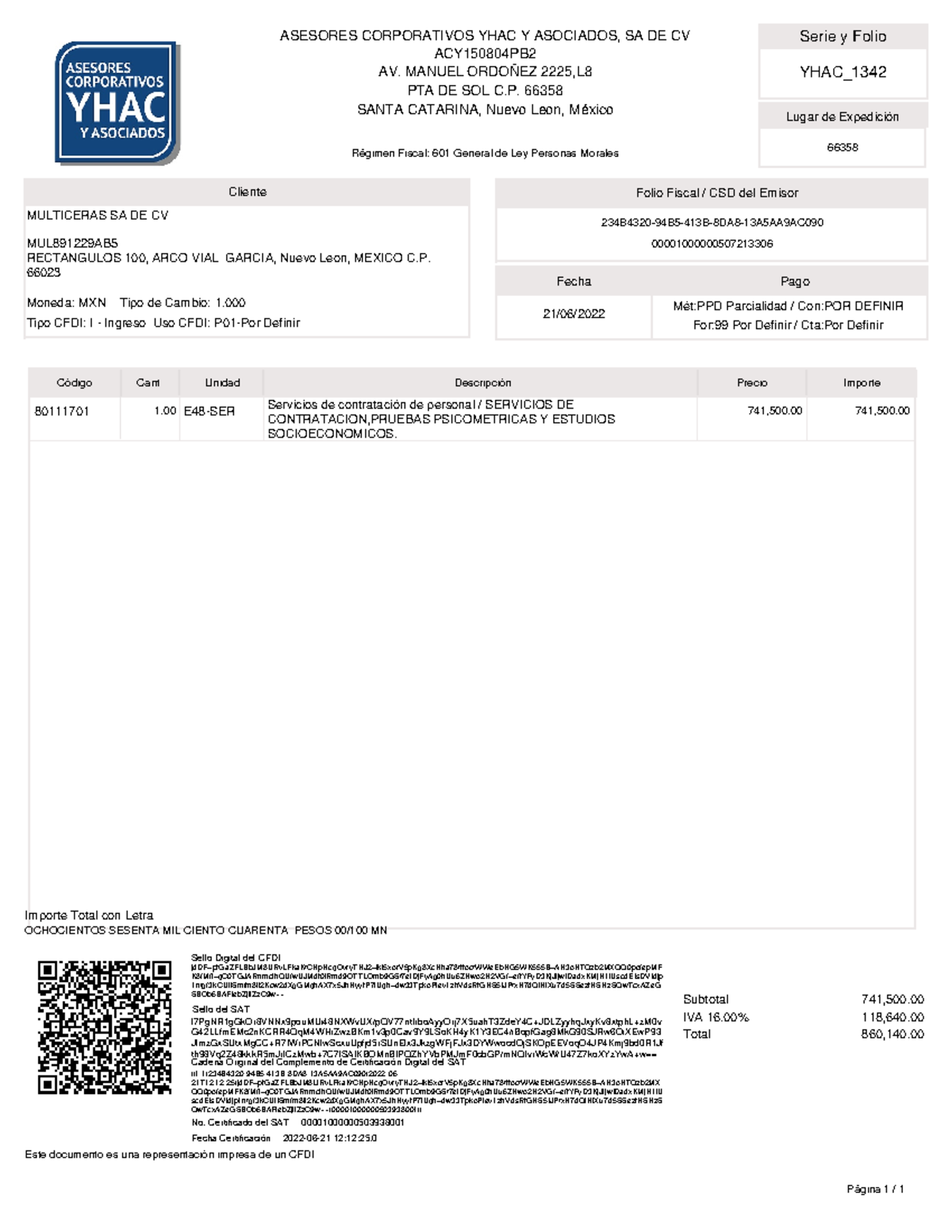 2022-06-21 YHAC 1342 - pdf - ASESORES CORPORATIVOS YHAC Y ASOCIADOS, SA DE CV Serie y Folio ...