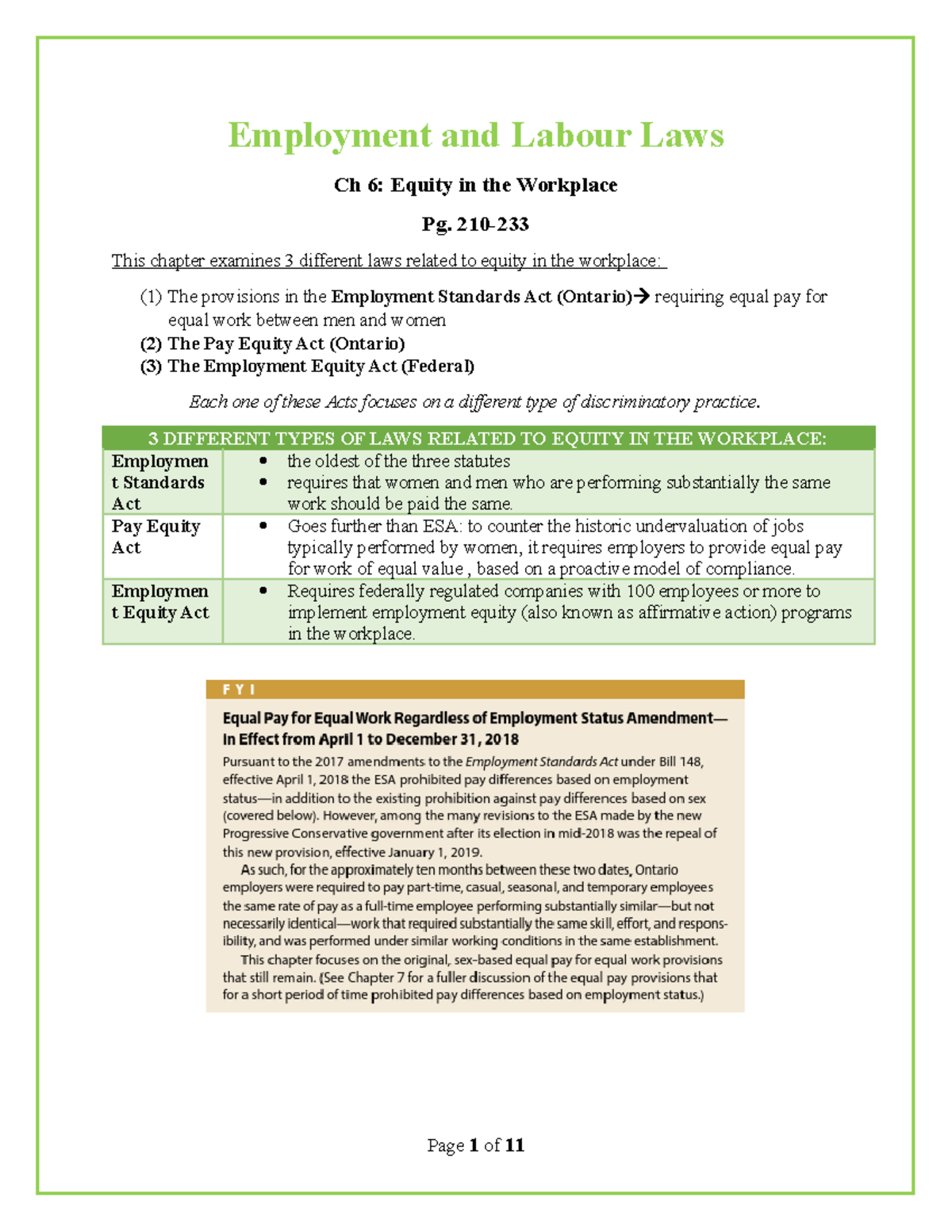 Employment and Labour Laws Ch 6 Note - Employment and Labour Laws Ch 6 ...