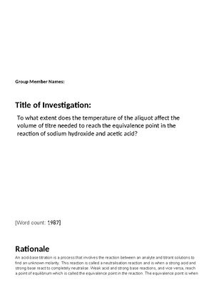 IA2 Chemistry Student Experiment - IA2 Chemistry Student Experiment ...