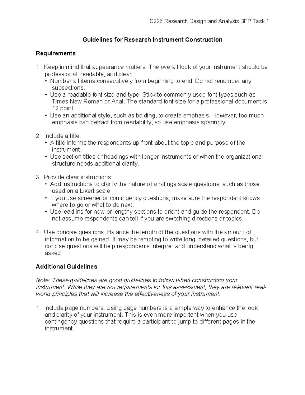 Guidelines of Research Instrument Construction - C226 Research Design ...