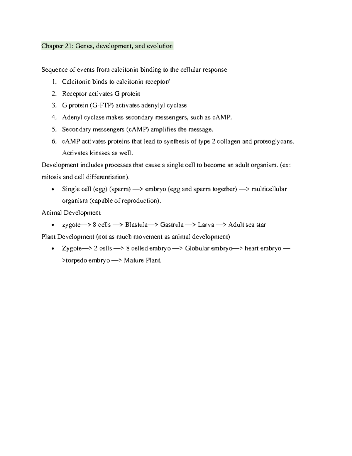 Chapter 21, part 2 - Chapter 21: Genes, development, and evolution Sequence of events from - Studocu