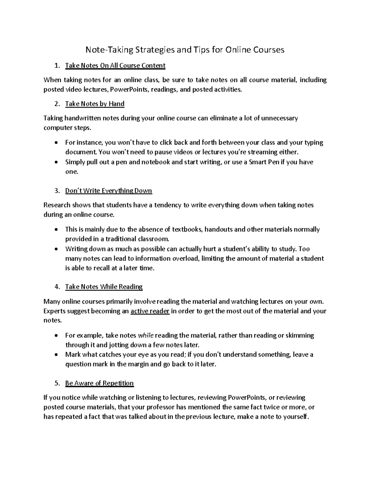 Notetaking+Strategies+and+Tips+For+Online+Classes+ - Note-Taking ...