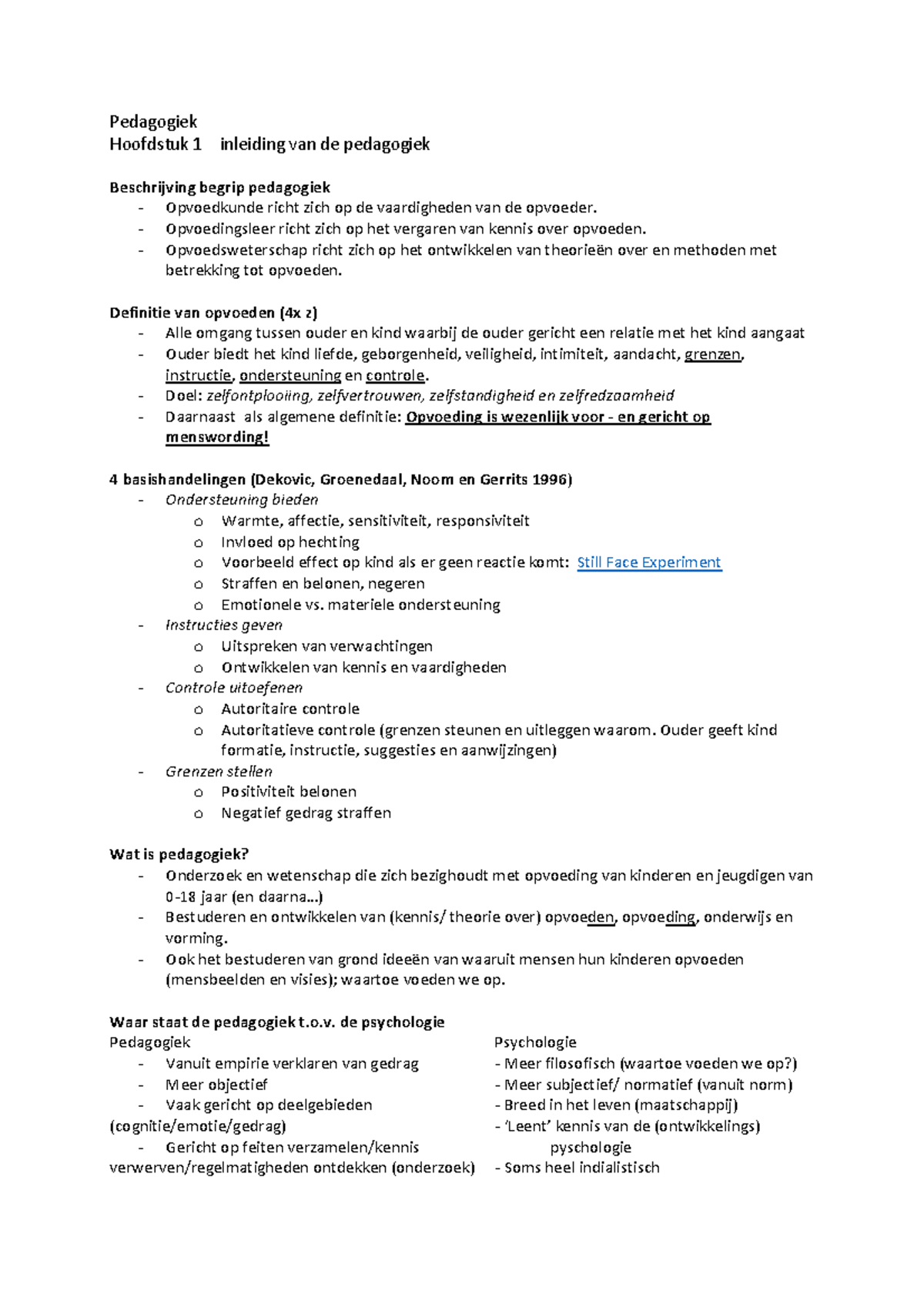 Samenvatting inleiding in pedagogiek - Pedagogiek Hoofdstuk 1 inleiding van de pedagogiek ...