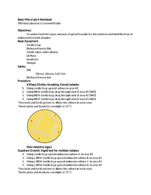 BIOD171 Microbiology Lab Notebook 1 - Portage Learning BIO 171 ...