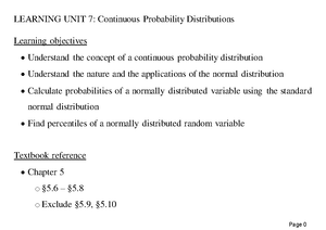 LU7 Additional exercises MEMO - NORMAL DISTRIBUTION Question 1 A ...