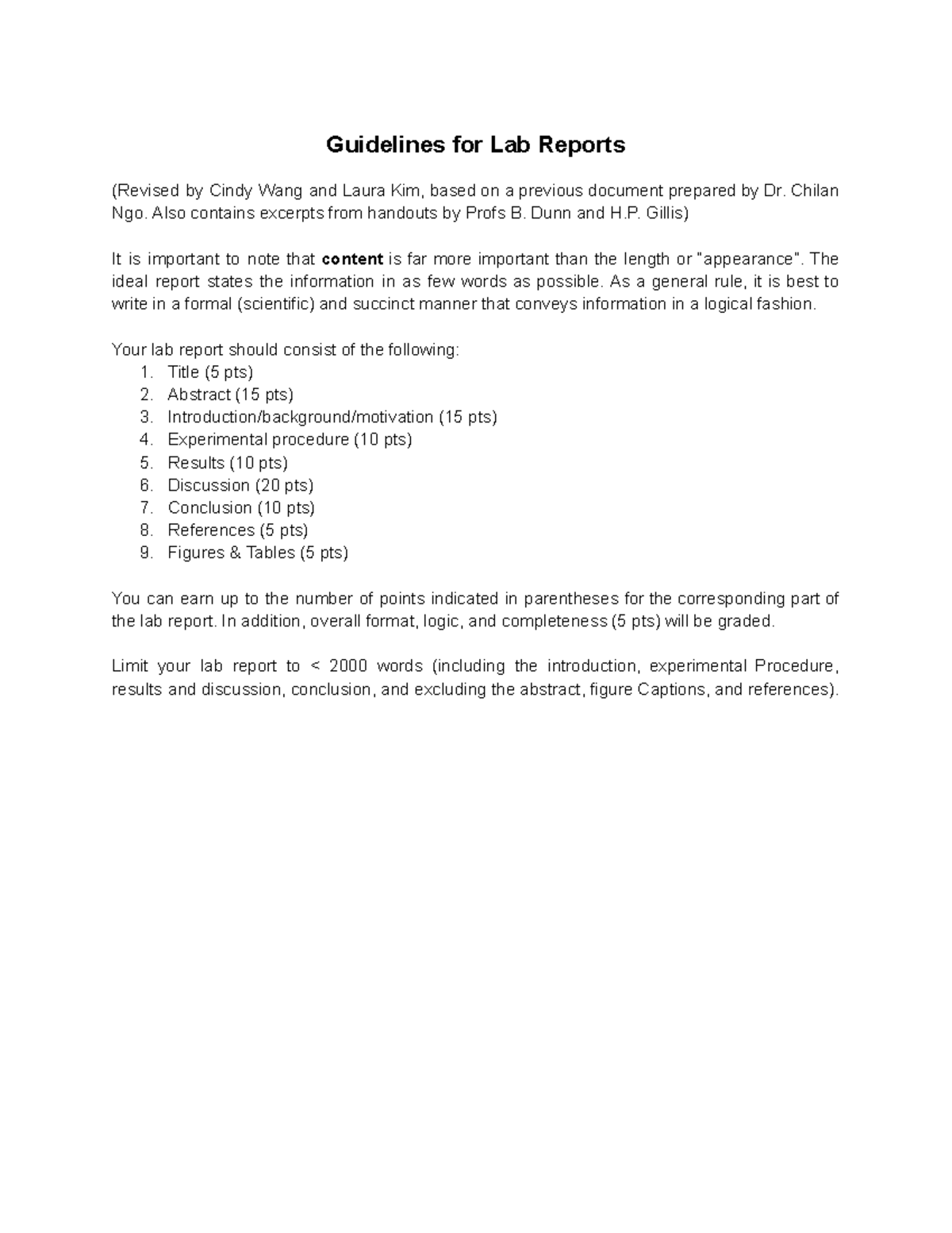 Guidelines for Lab Reports - Guidelines for Lab Reports (Revised by ...