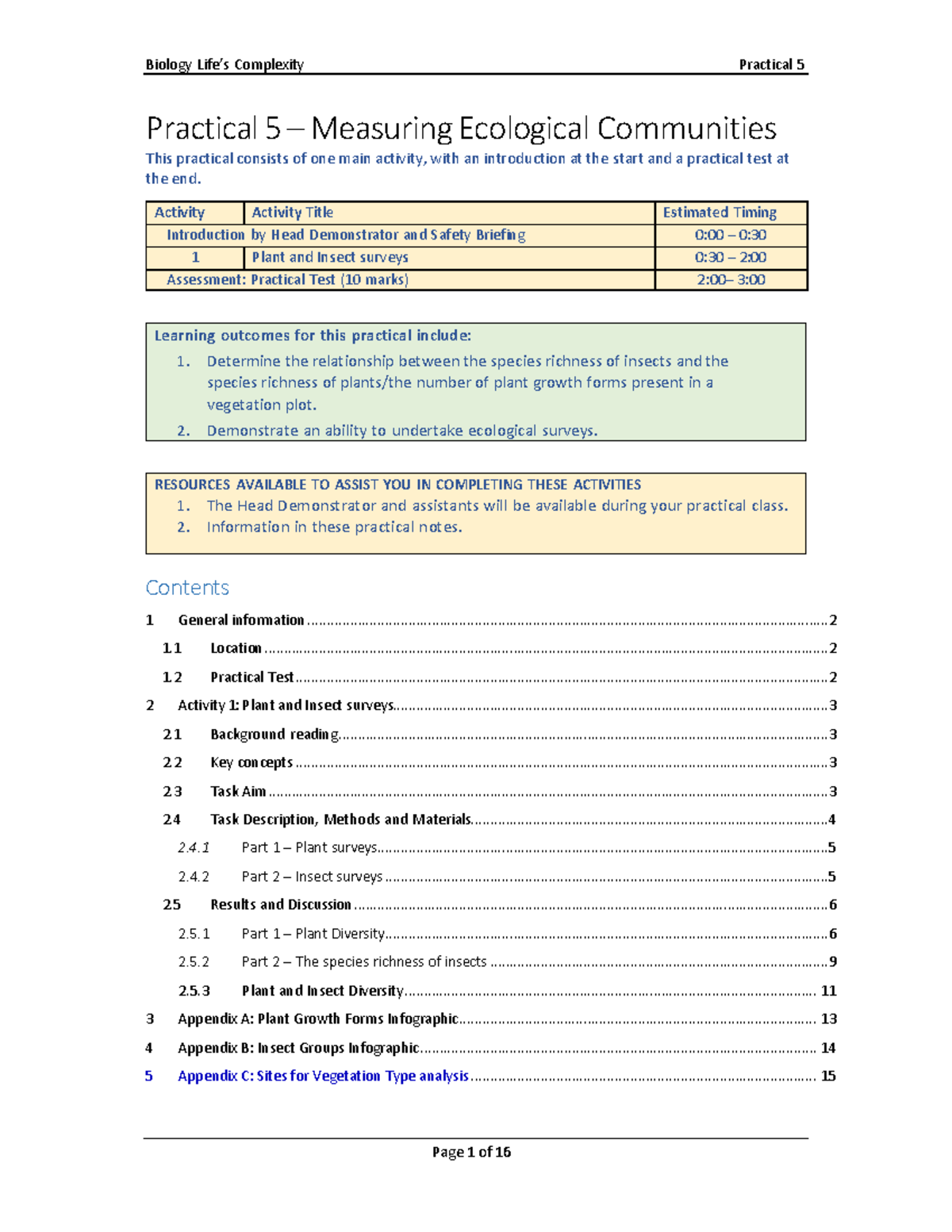 PRACTICAL 5 NOTES - Learning outcomes for this practical include: 1 ...