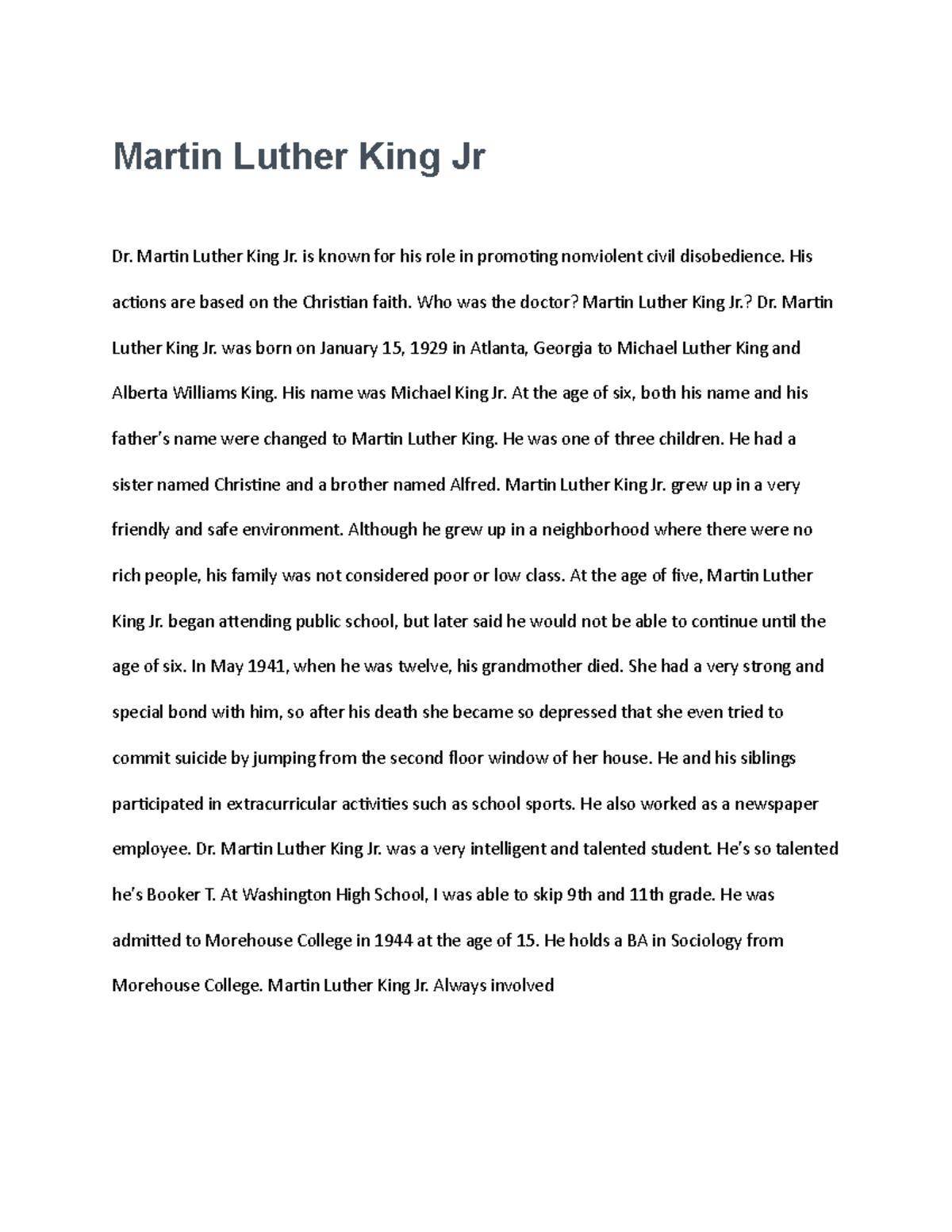 Martin Luther King Jr - Martin Luther King Jr. is known for his role in ...