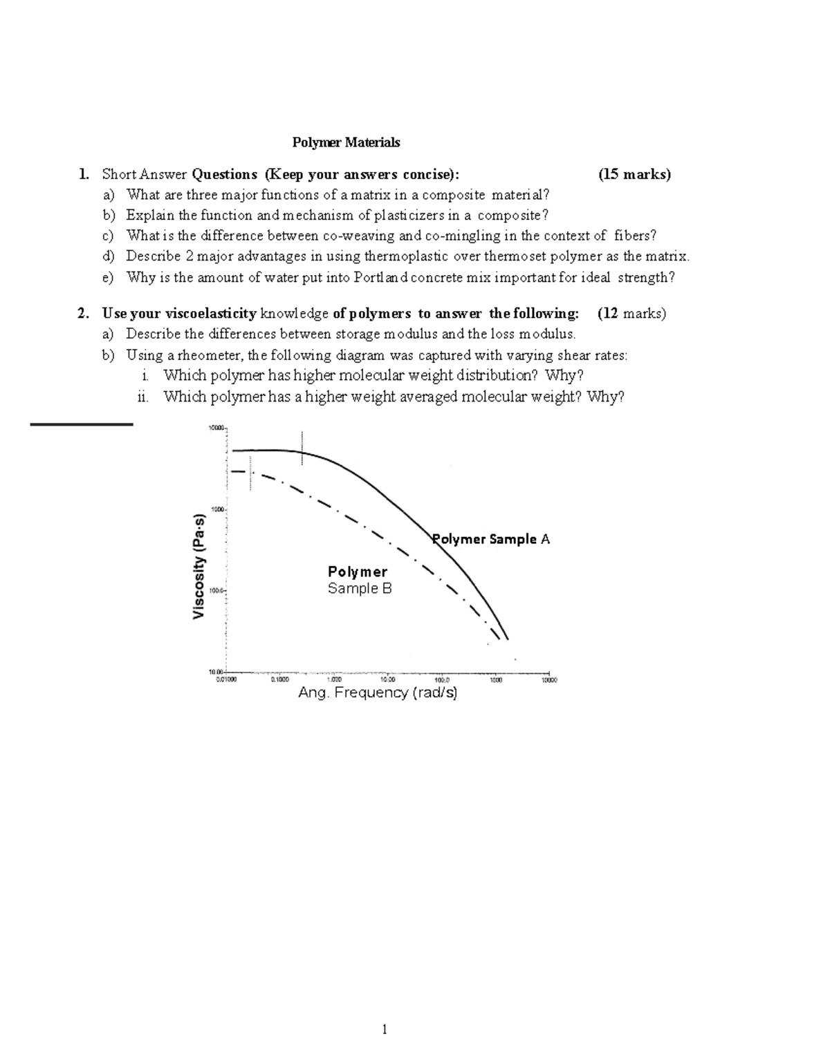 Polymer materials - Given as an assignment - 1 Polymer Sample A Polymer ...