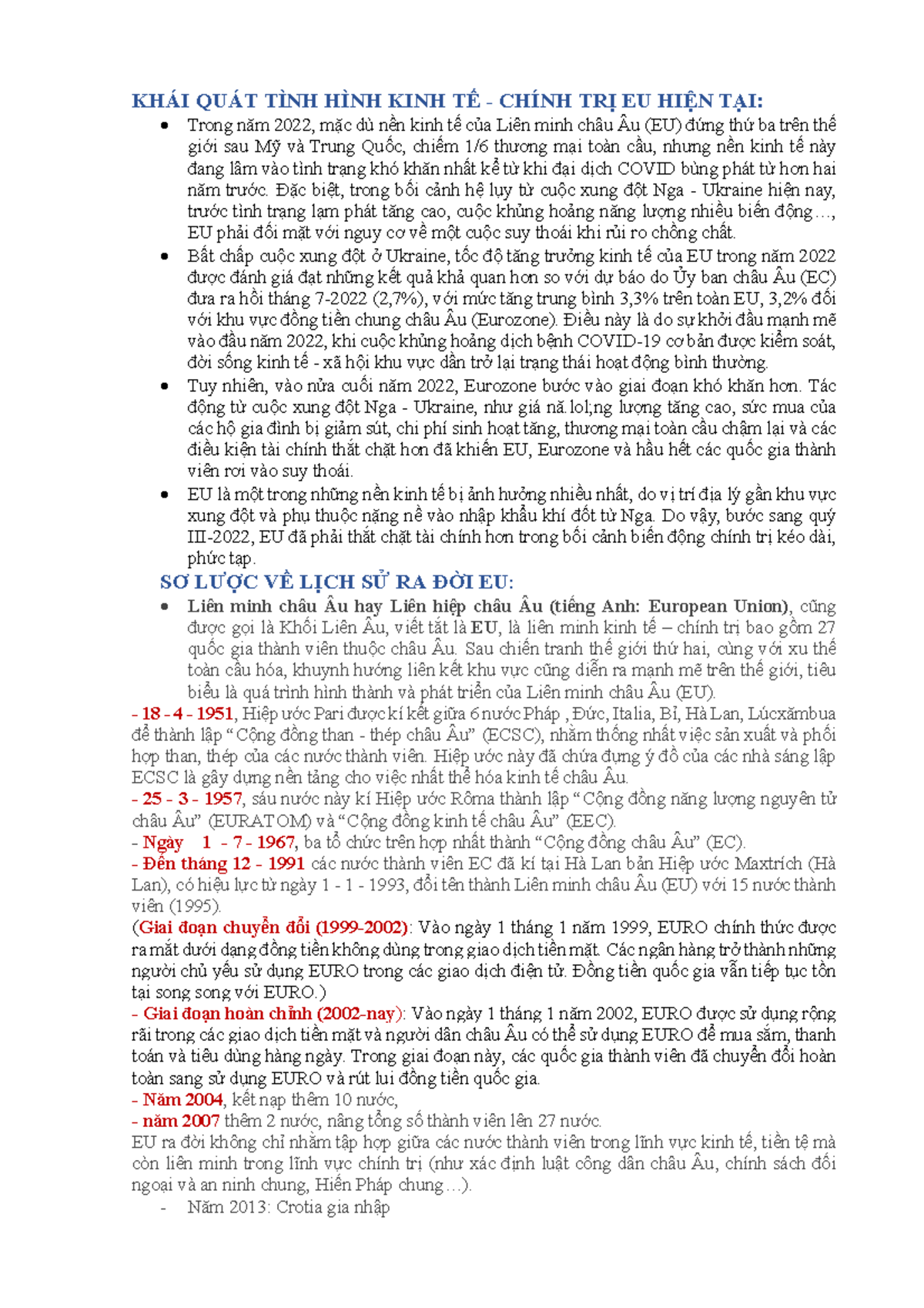 Script NÓI PHẦN 1 - Bsnejejejej - KHÁI QUÁT TÌNH HÌNH KINH TẾ - CHÍNH ...