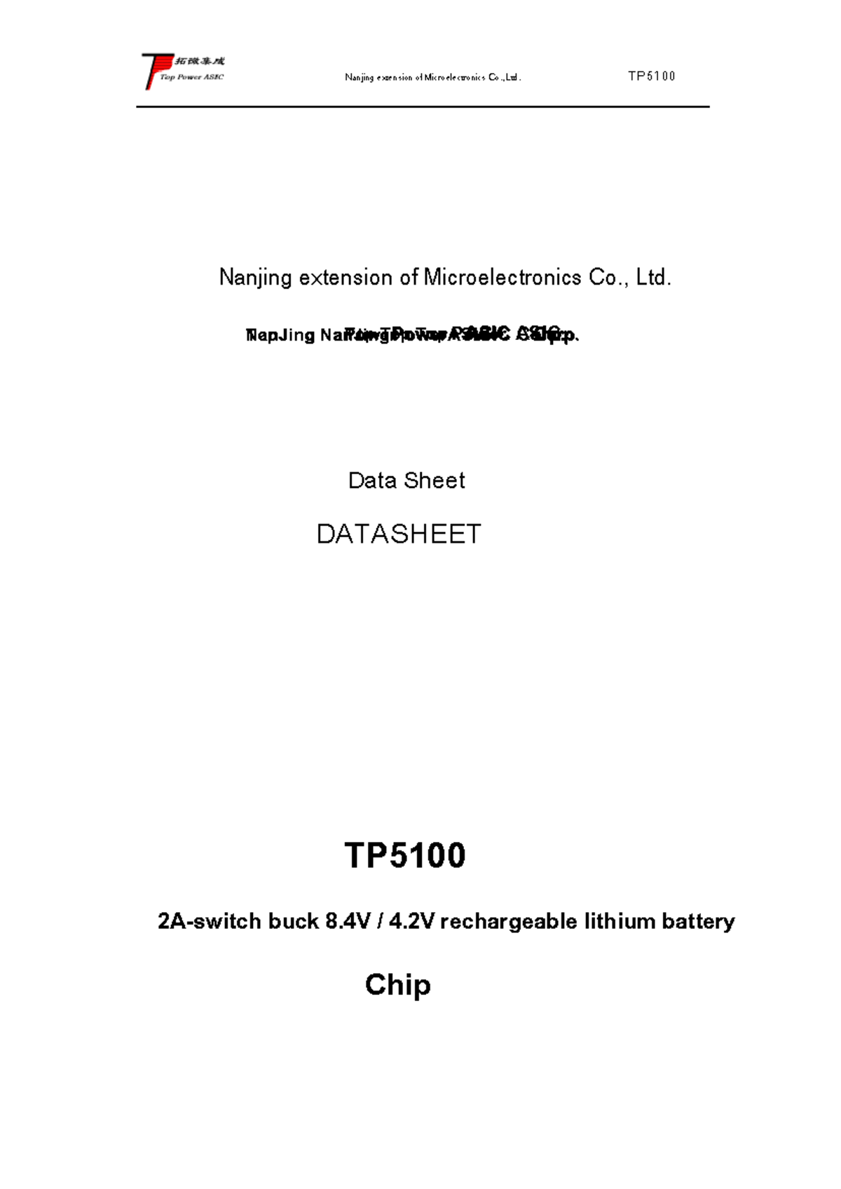 TP5100-datashhet - Tp5100 datasheet - Nanjing extension of ...