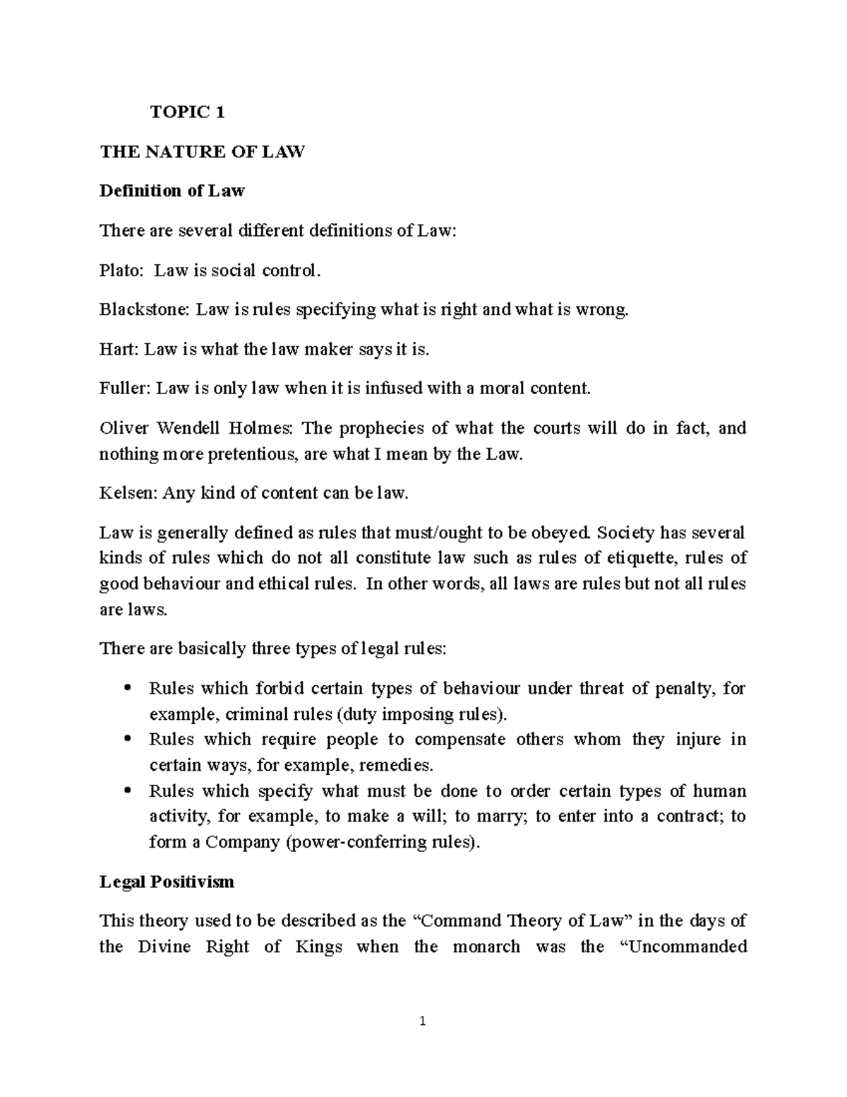Topic 1 Legal Method 2 TOPIC 1 THE NATURE OF LAW Definition Of Law