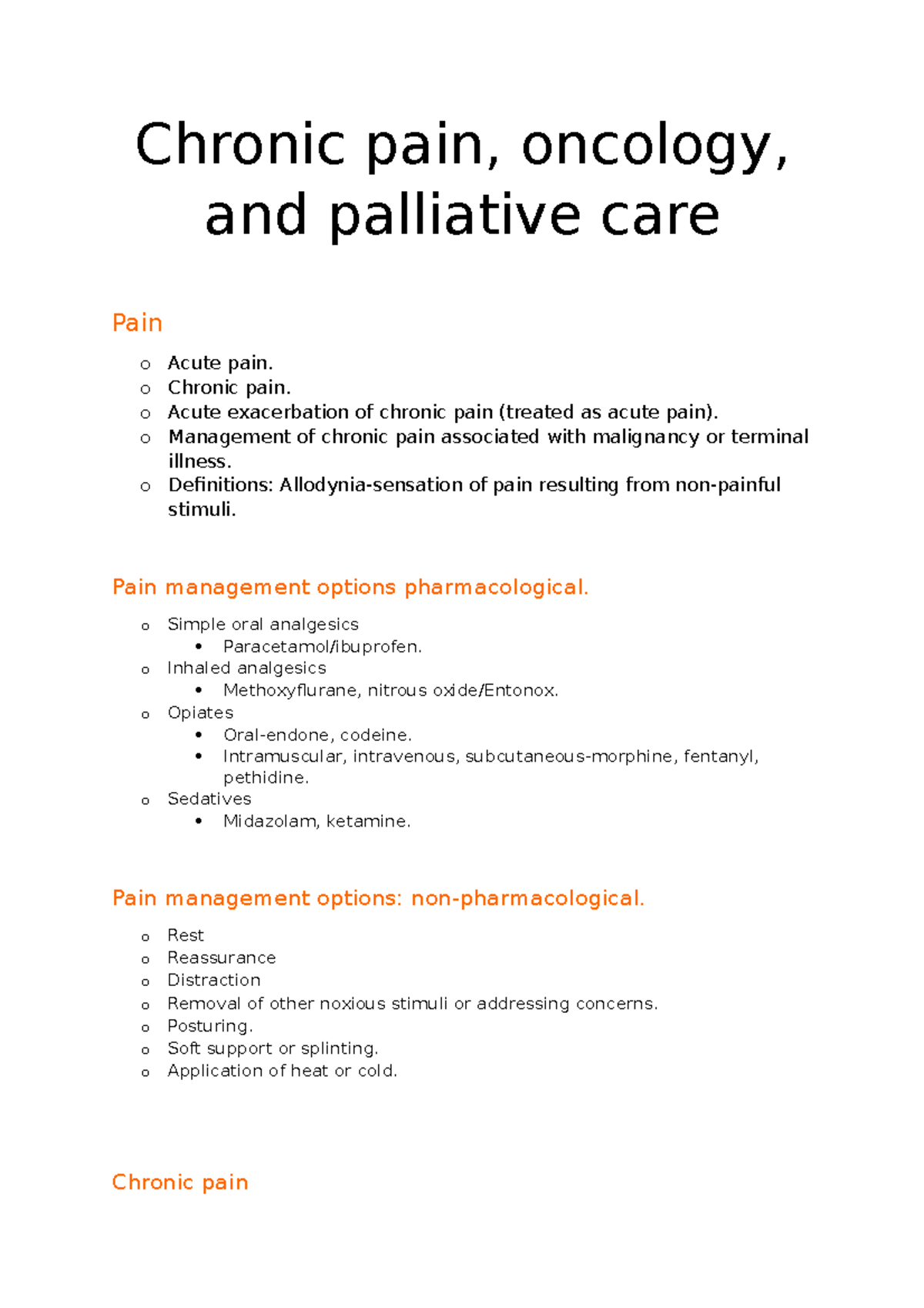 Chronic pain, Oncology and Palliative Care - Chronic pain, oncology ...