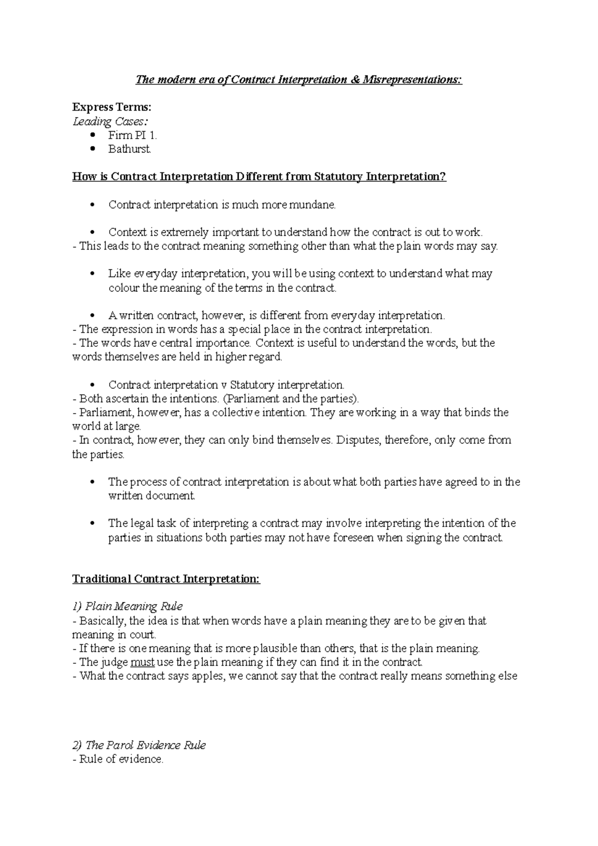 The modern era of Contract Interpretation - Bathurst. How is Contract ...