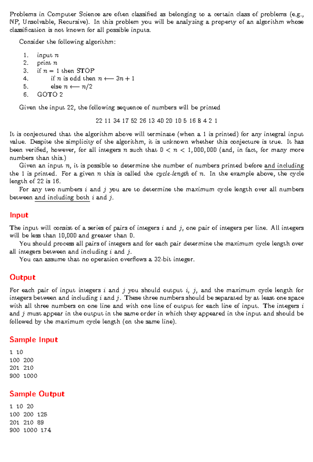 P100Tamcoder - Problems in Computer Science are often classified as ...