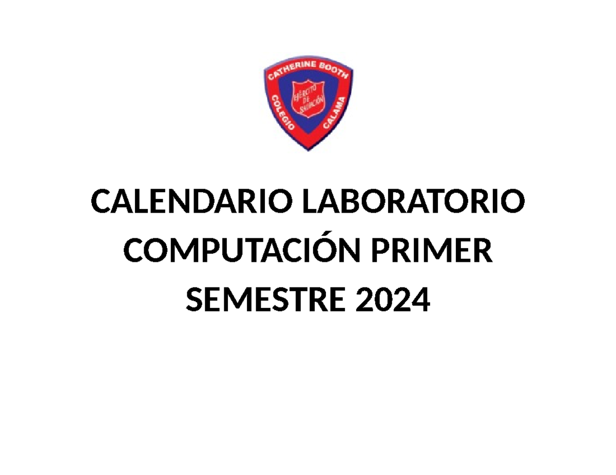 Calendario Laboratorio Computación Primer Semestre 2024 - Evaluación de ...