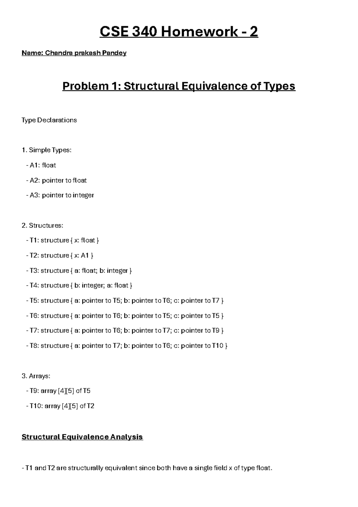 Homework 2 - CSE 340 Homework - 2 Name: Chandra prakash Pandey Problem 1: Structural Equivalence ...